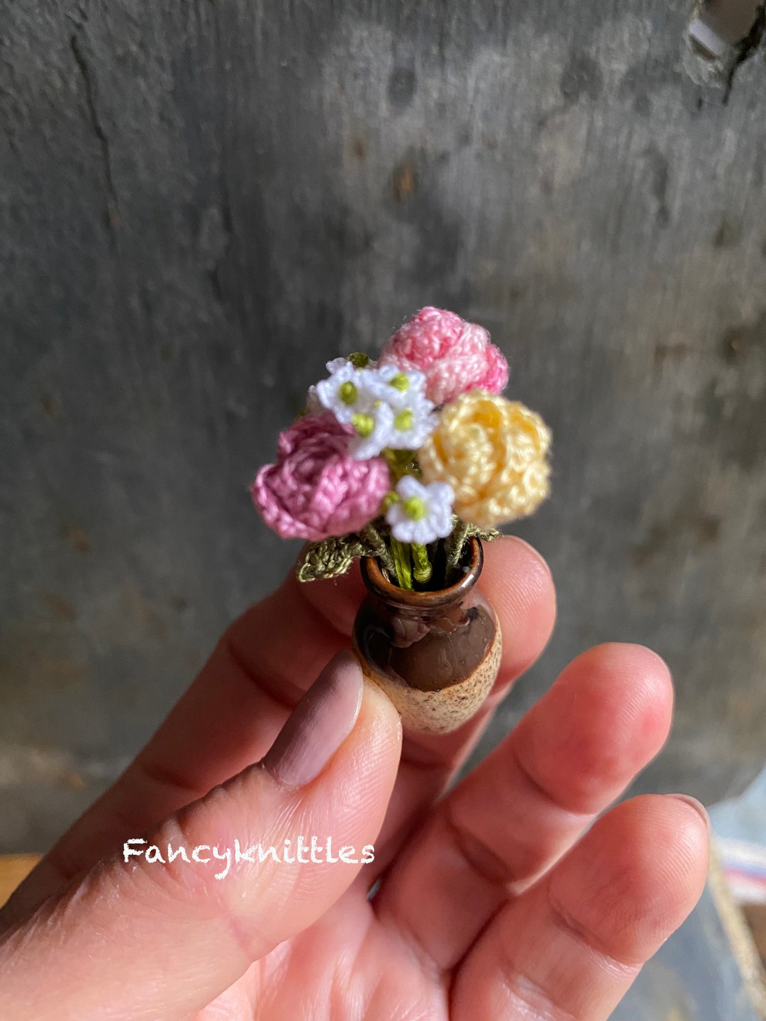Miniature Crochet Roses Bouquet. - Etsy