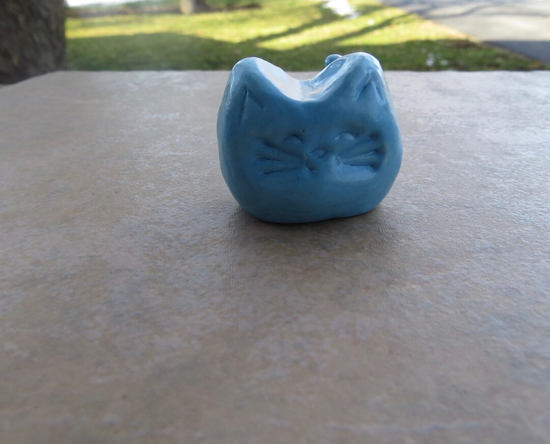 Blue Ceramic Cat Essential Oil Diffuser, Aromatherapy Miniature Kitty ...
