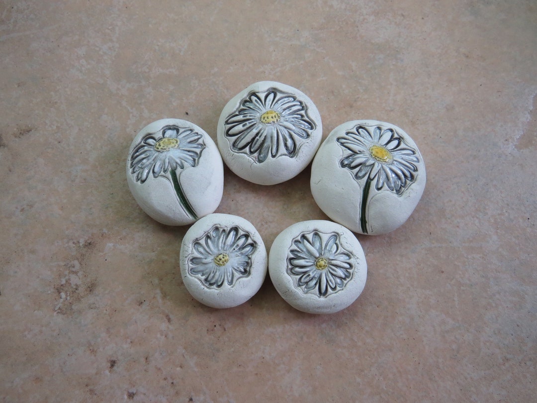 Daisies Essential Oil Diffuser Stone Set, Aromatherapy Flowers Home Art Decor , Kiln-fired ...