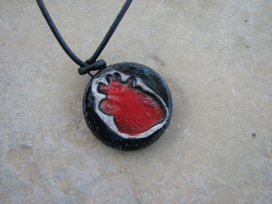 Anatomical Heart Diffuser Pendant, Ceramic Heart Essential Oil Necklace ...