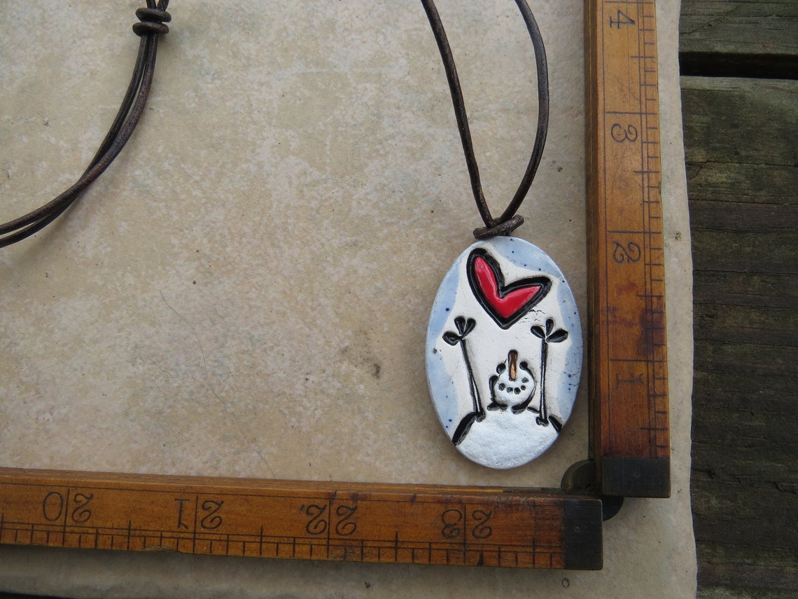 Snowman Heart Diffuser Pendant Essential Oil Snowman - Etsy
