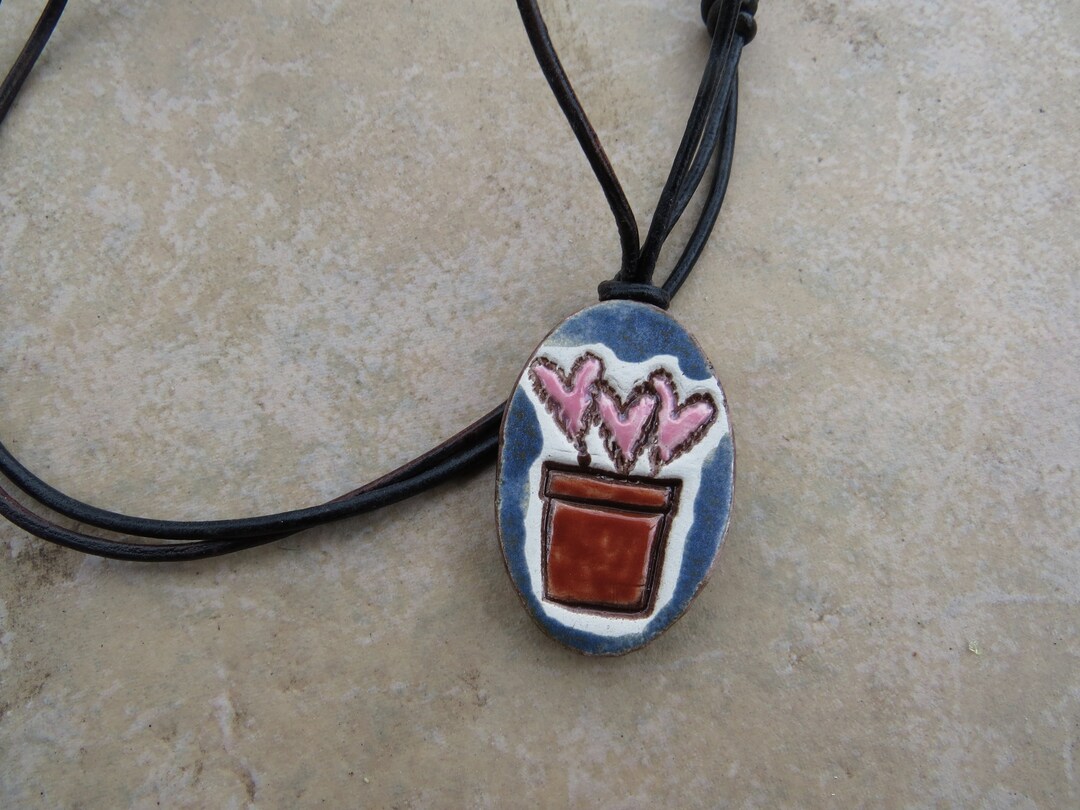 Blooming Hearts Diffuser Pendant, Ceramic Heart Essential Oil Necklace ...