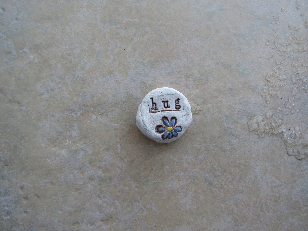 Hug Pocket Stone, Essential Oil Diffuser, Ceramic Forget Me Not Painted ...