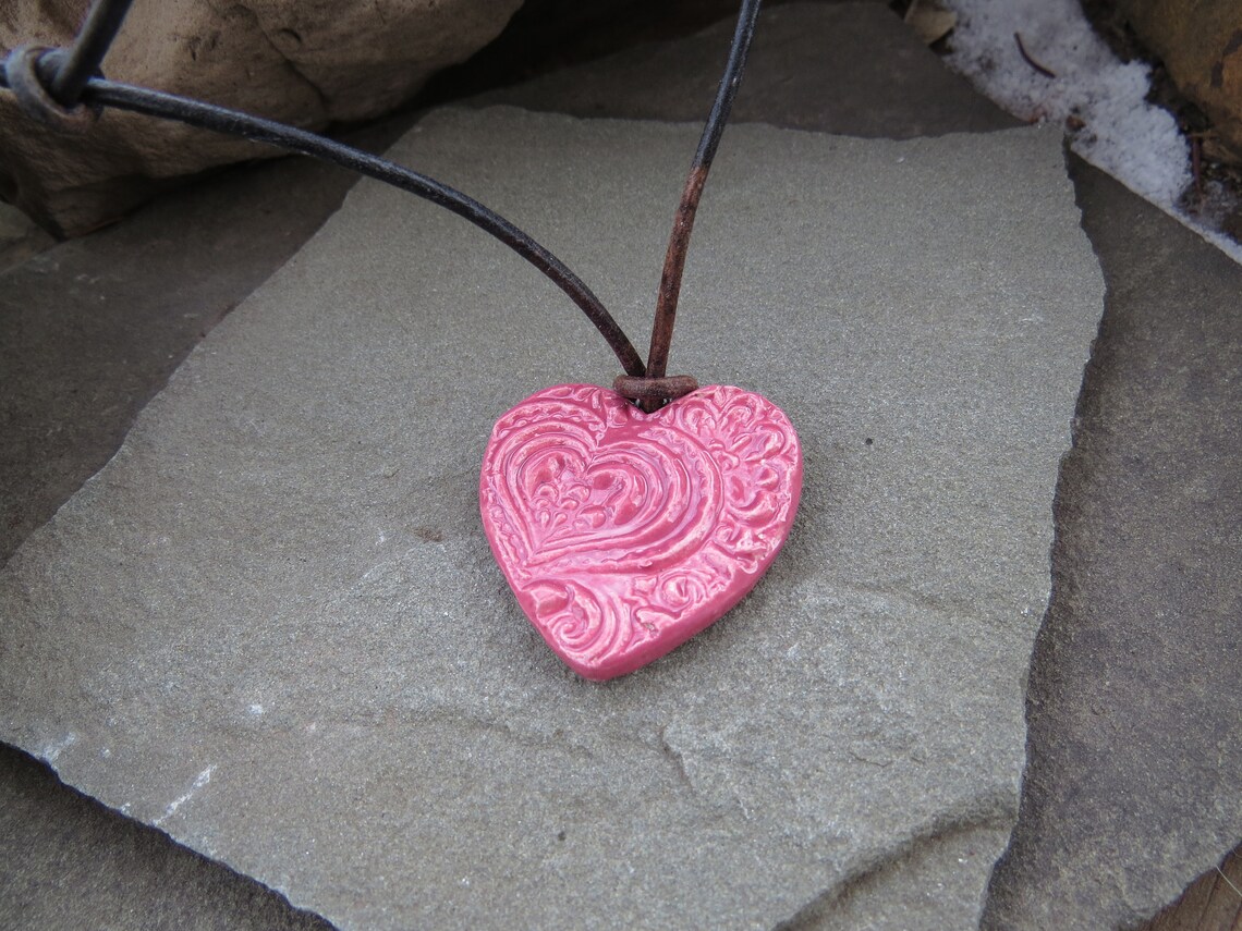 Pink Heart Perfume Pendant Essential Oil Heart Pendant - Etsy