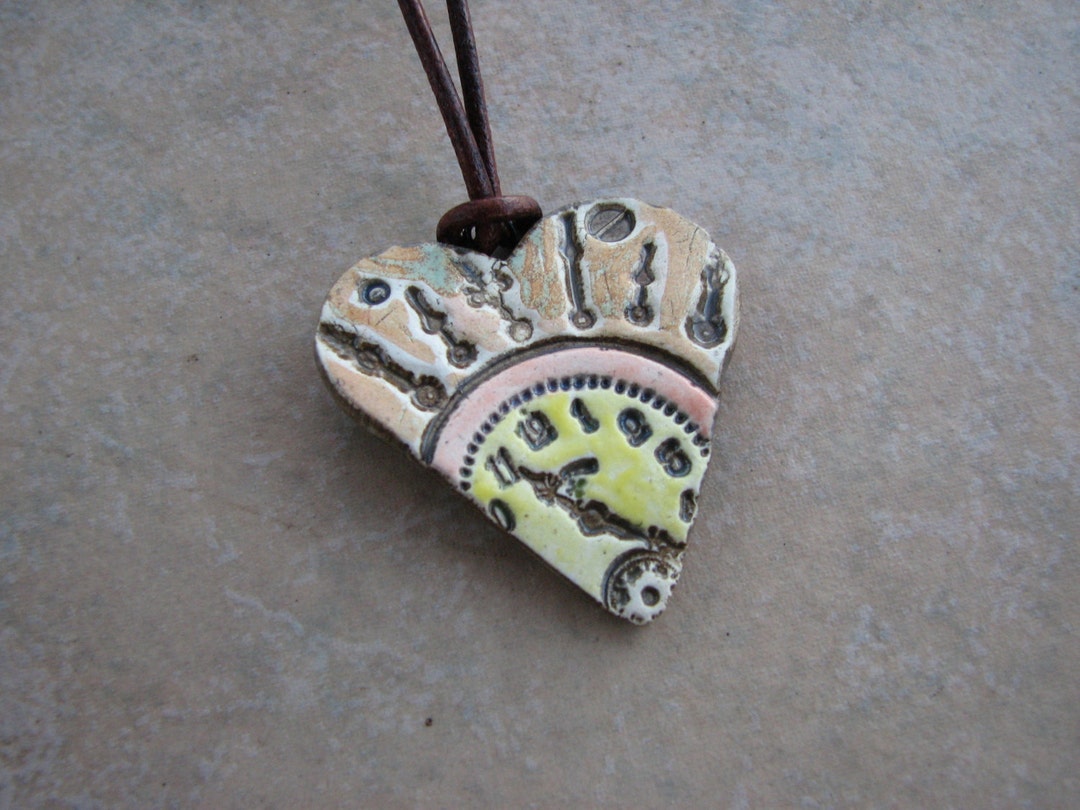 Handmade Heart Clock Face Diffuser Pendant: Ceramic Aromatherapy ...