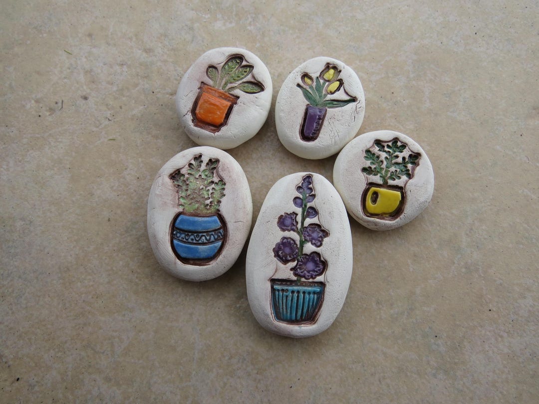 Potted Plants Essential Oil Diffuser Stones Set, Floral Aromatherapy ...