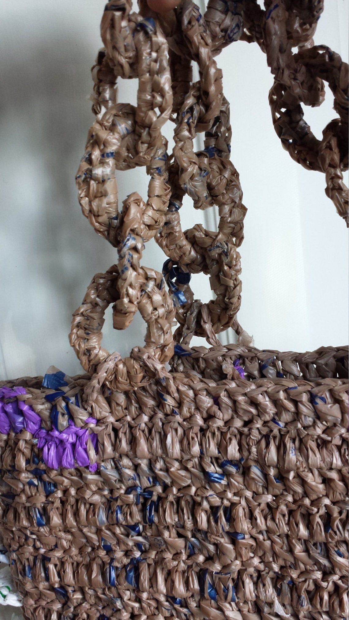 Recycled Plastic Yarn Crocheted Tote Bag Chain-link - Etsy