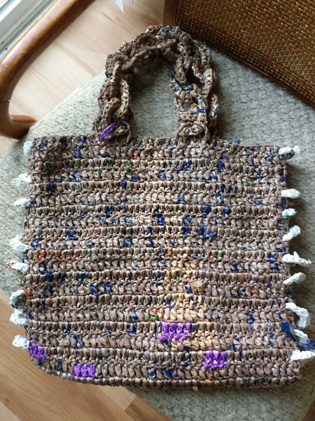 Recycled Plastic Yarn Crocheted Tote Bag Chain-link - Etsy