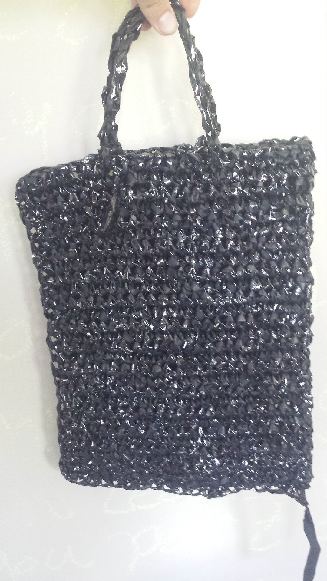 VHS Crochet Bag Hand Bag Handmade Recycled Media Tape - Etsy