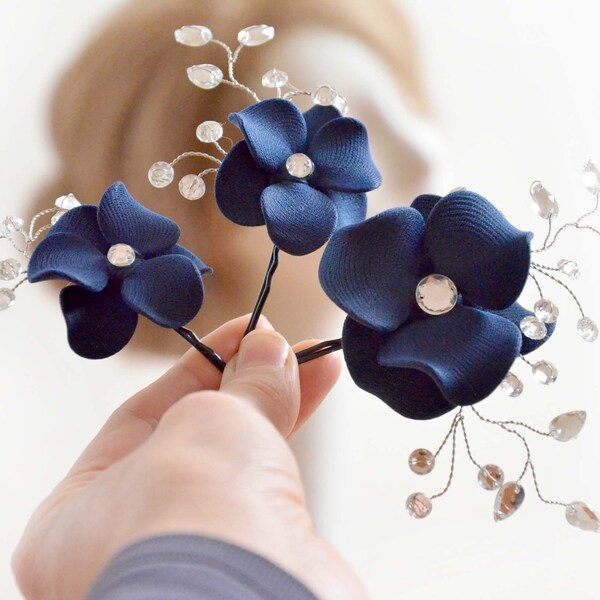 Navy Blue Hair Clip - Etsy