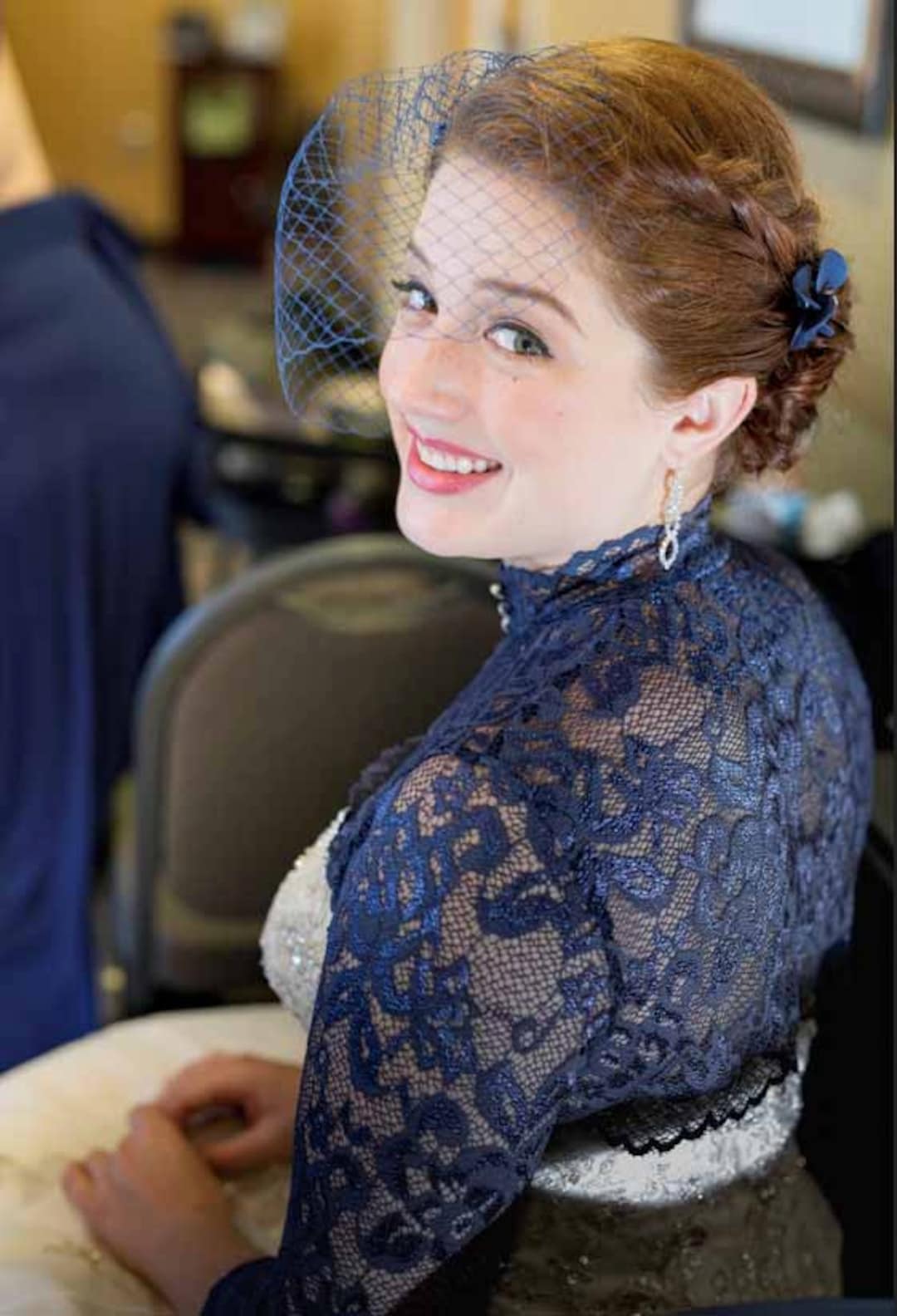 Navy Blue Birdcage Veil, Bridal Netting, Wedding Bridal Hair ...