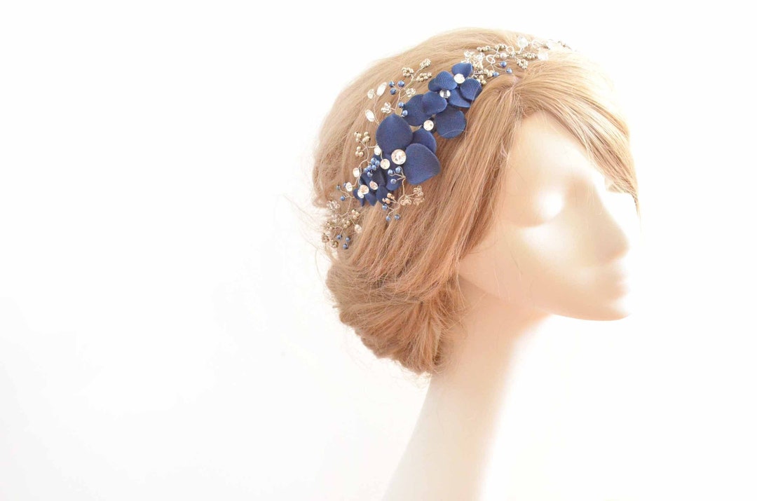 Unique Navy Blue Hair Accessory With Delicate Details – Designed to ...