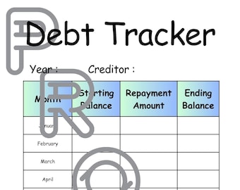 Debt Tracker Printable PDF Sheet Digital Download Yearly Monthly ...