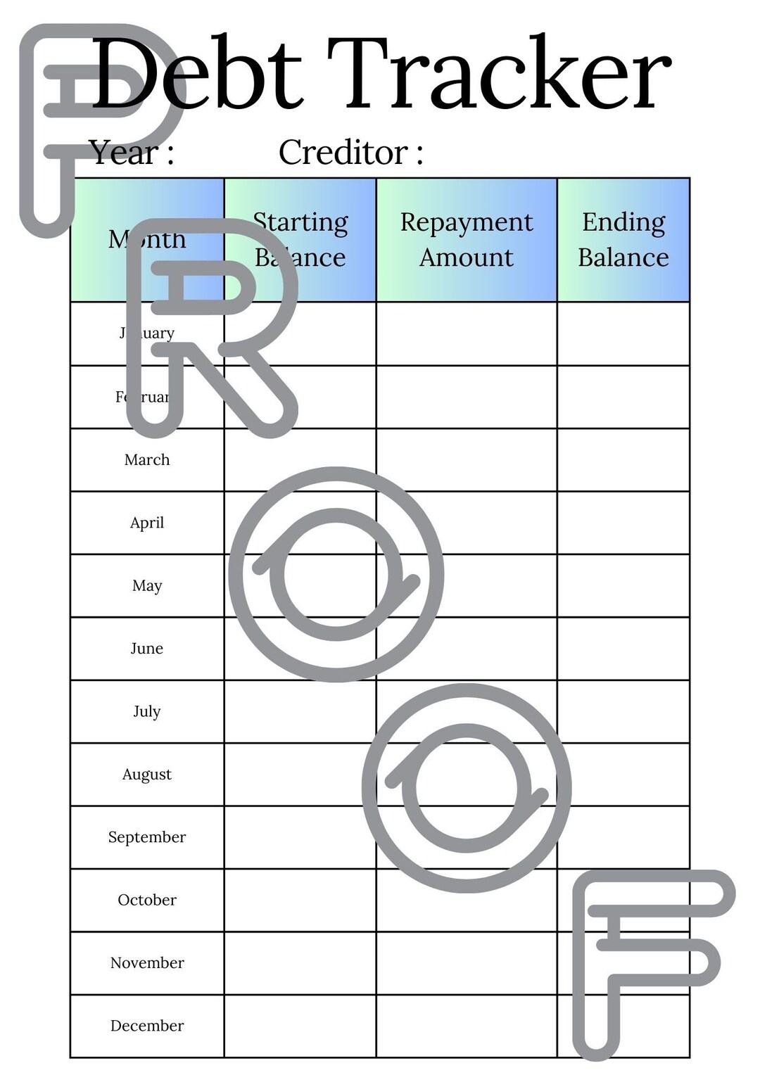 Debt Tracker Printable: Monthly Repayment Planner (digital Download) - Etsy