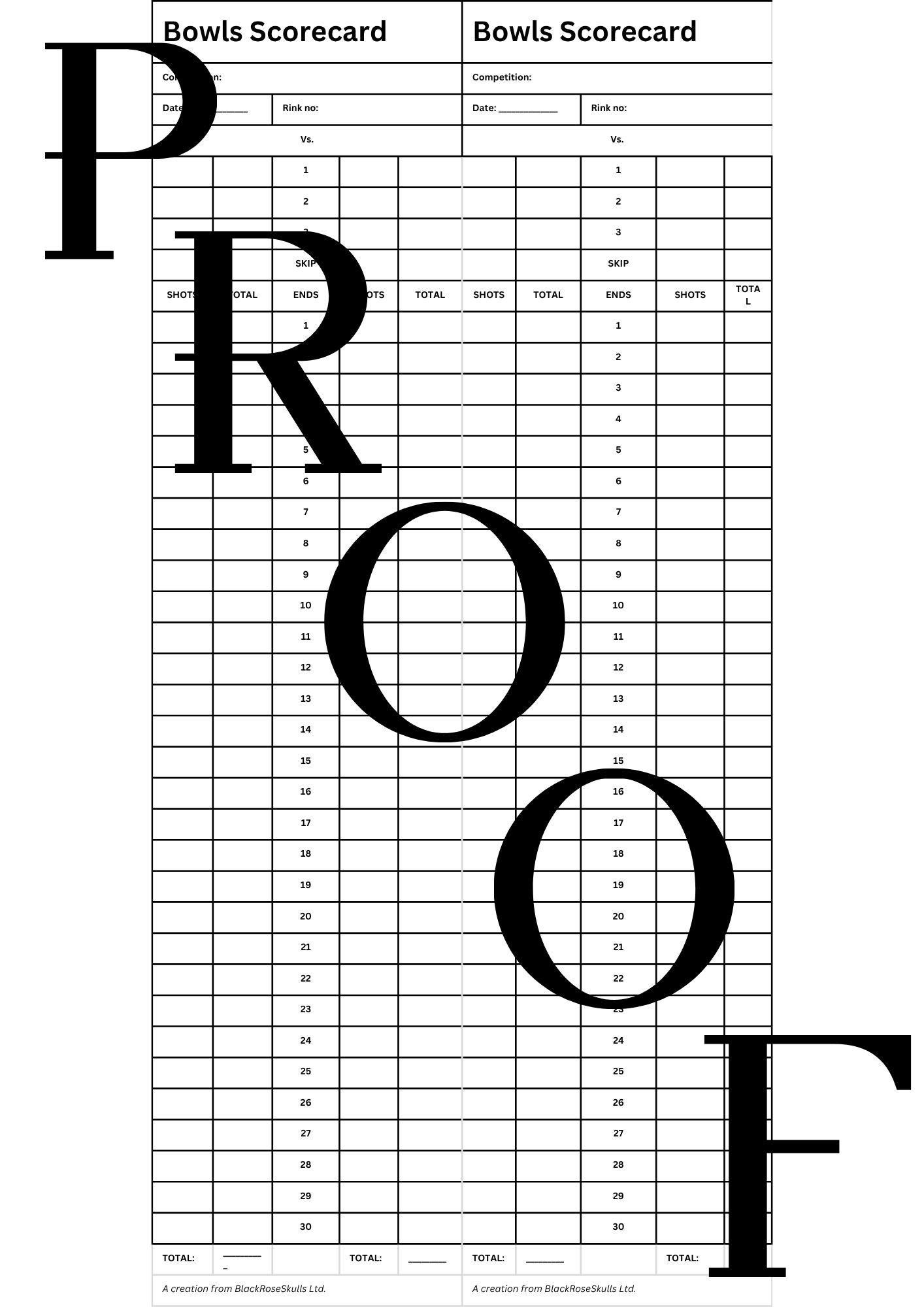 Lawn Bowls Scorecard: Minimalist Tally Tracker (instant Download PDF ...