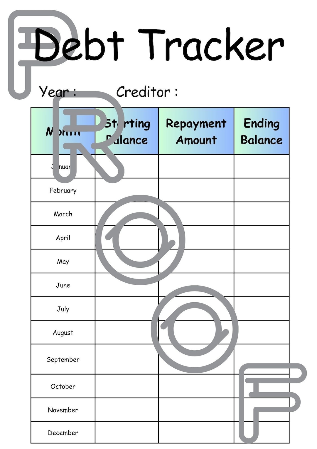 Debt Tracker Printable PDF Sheet Digital Download Yearly Monthly ...