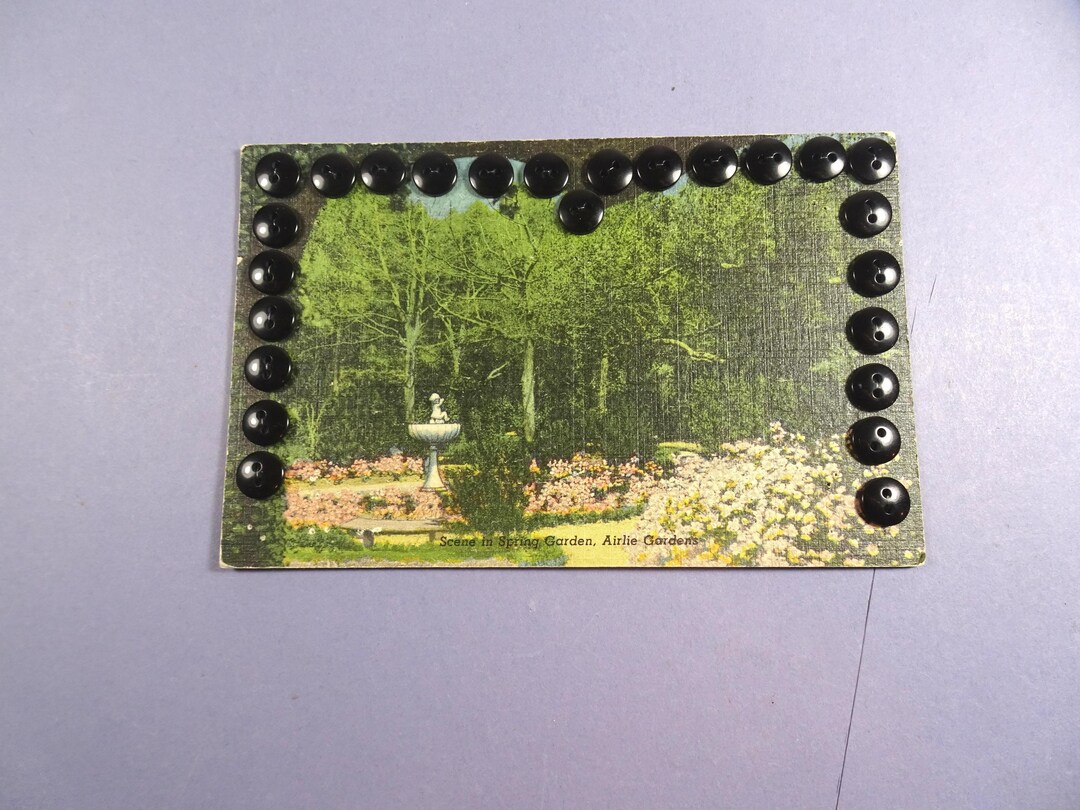 Vintage Altered POSTCARD W/ Buttons Airlie Gardens Wilmington NC - Etsy