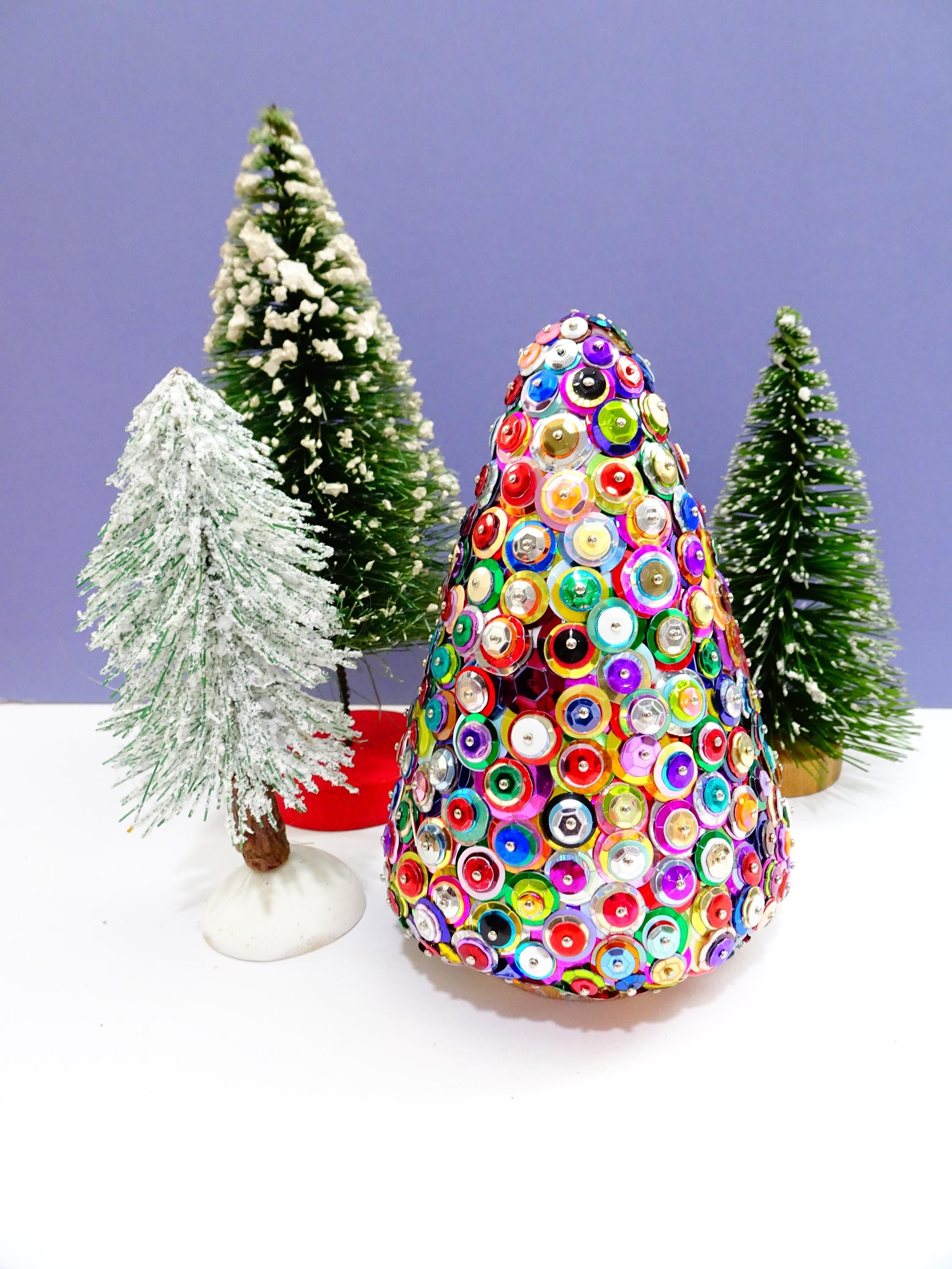 1 Handmade Sequin CHRISTMAS TREE 4-1/2" Holiday Home Decor - Etsy