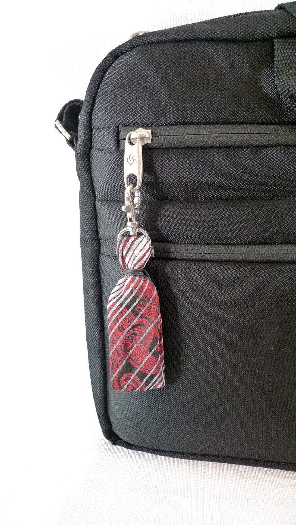 1 Mini Men's Necktie KEYCHAIN FOB Strap Zipper Pull Luggage ID Man Bag ...