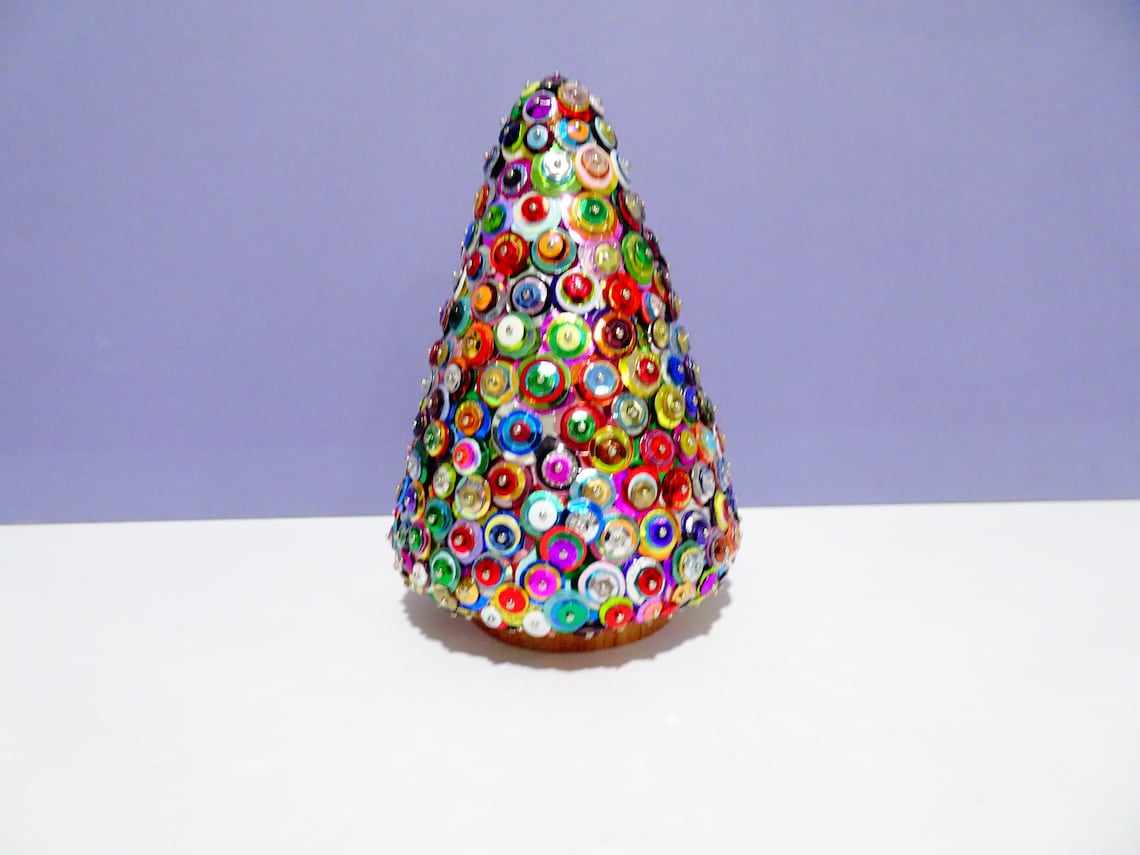1 Handmade Sequin CHRISTMAS TREE 4-1/2" Holiday Home Decor - Etsy