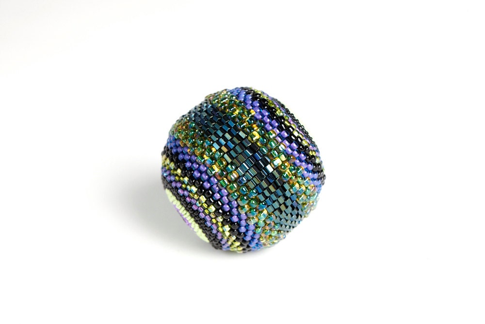Beaded Ball - Tropical Green & Purple - Sphere - Etsy