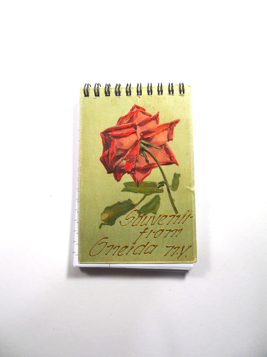 1 Antique 1900's Postcard #7 Spiral Notebook 3.5"x 5.5" Lined Recycled ...
