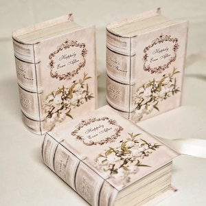 50 Personalized Book Gift Boxes • Romantic Floral Wedding Bomboniere ...