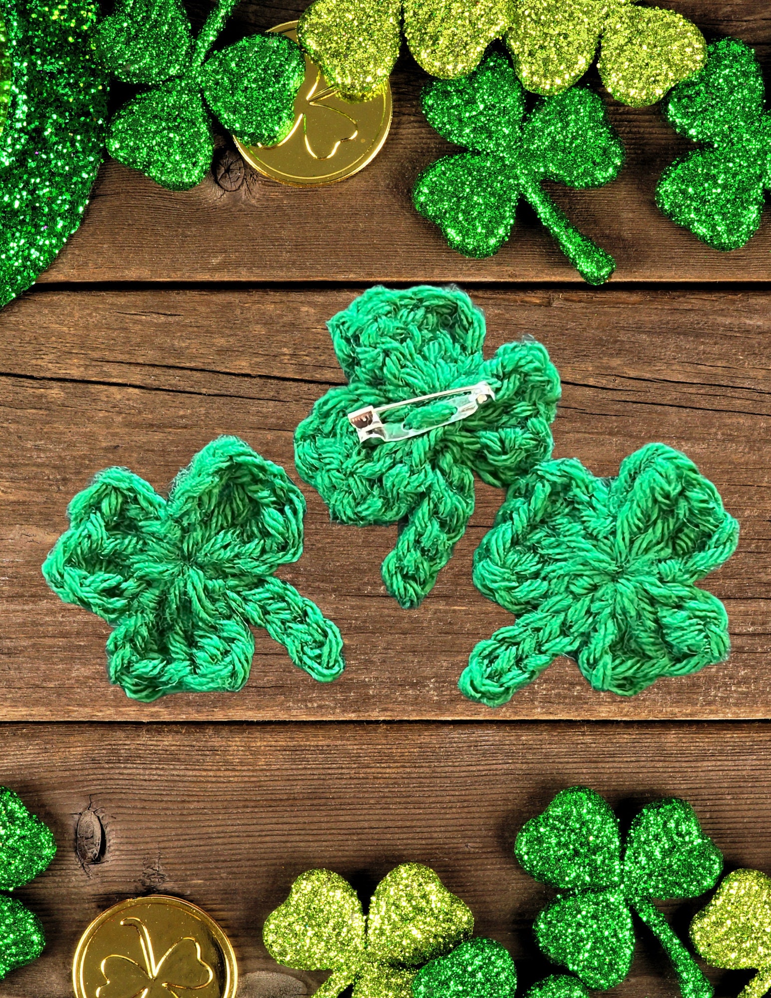 Shamrock, Crochet Shamrock Pin, Shamrock Pin, St Patrick's Day Shamrock ...