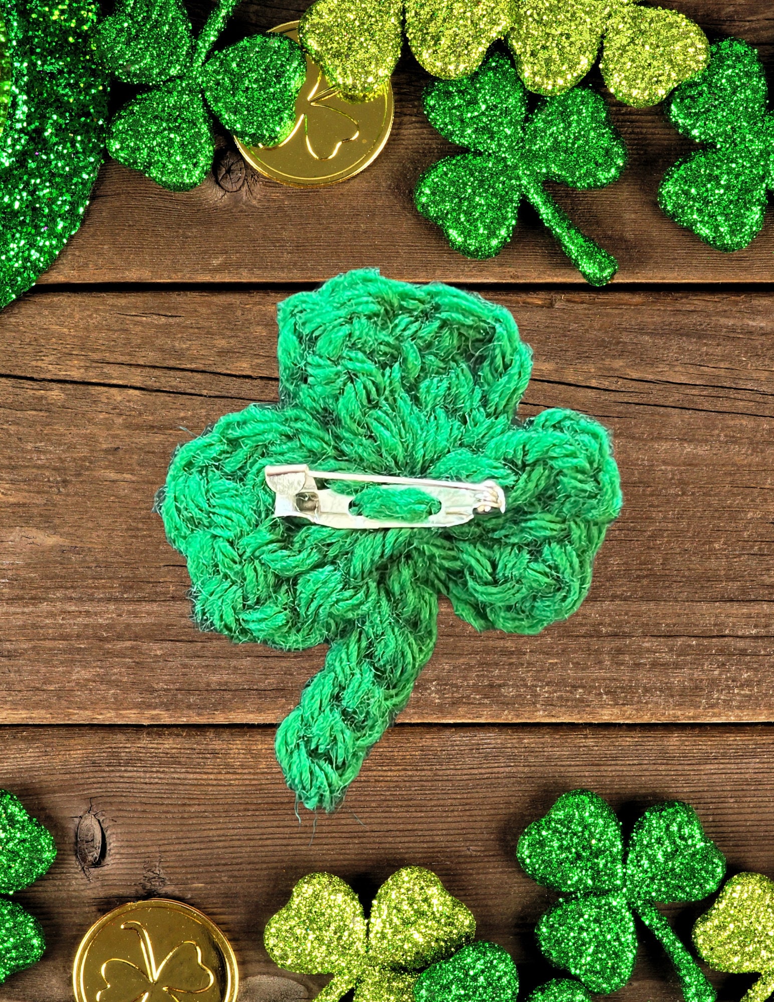 Shamrock, Crochet Shamrock Pin, Shamrock Pin, St Patrick's Day Shamrock ...