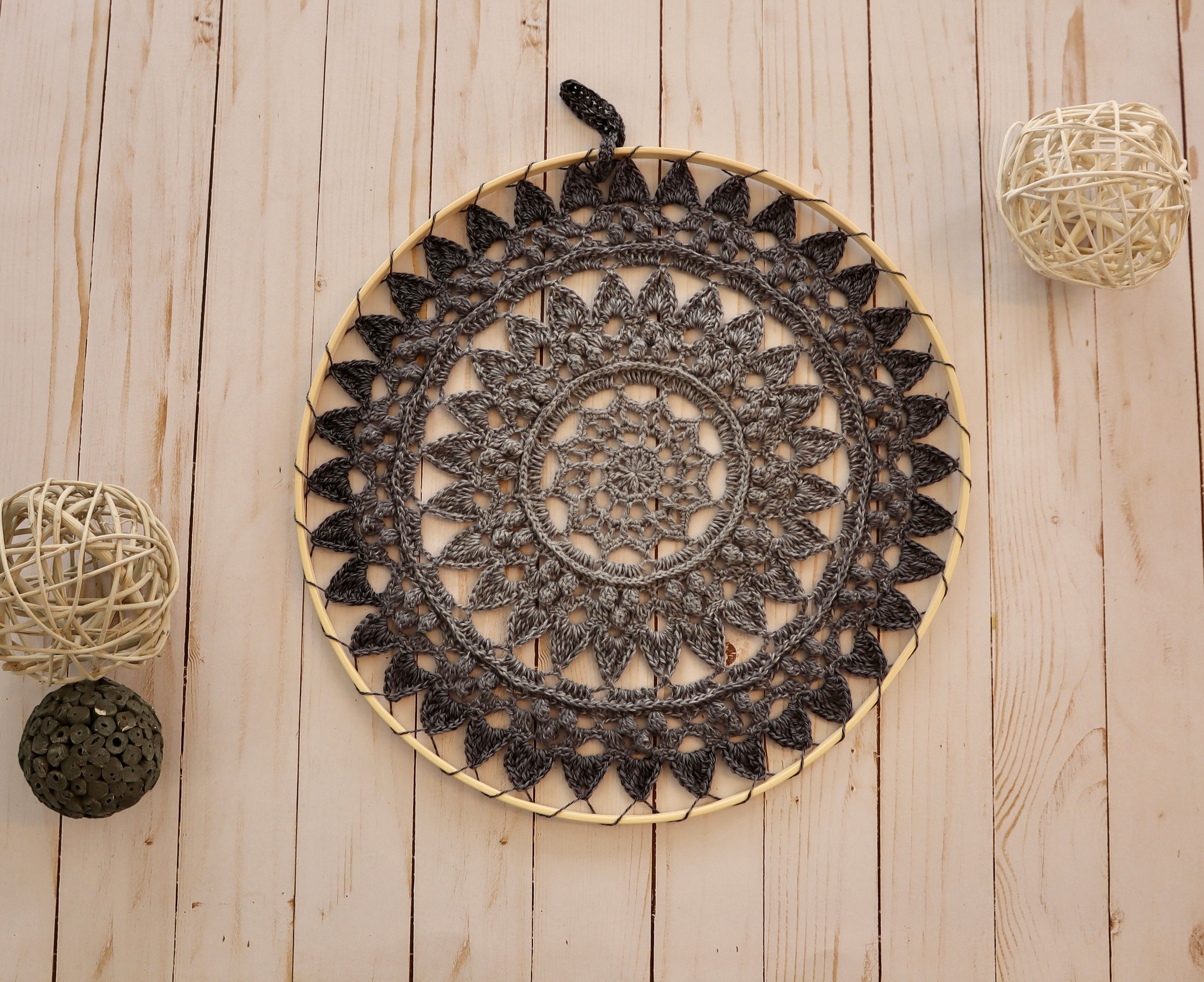 Mandala Bohemian Wall Art, Gray Mandala Wall Art, Gray Wall Art ...