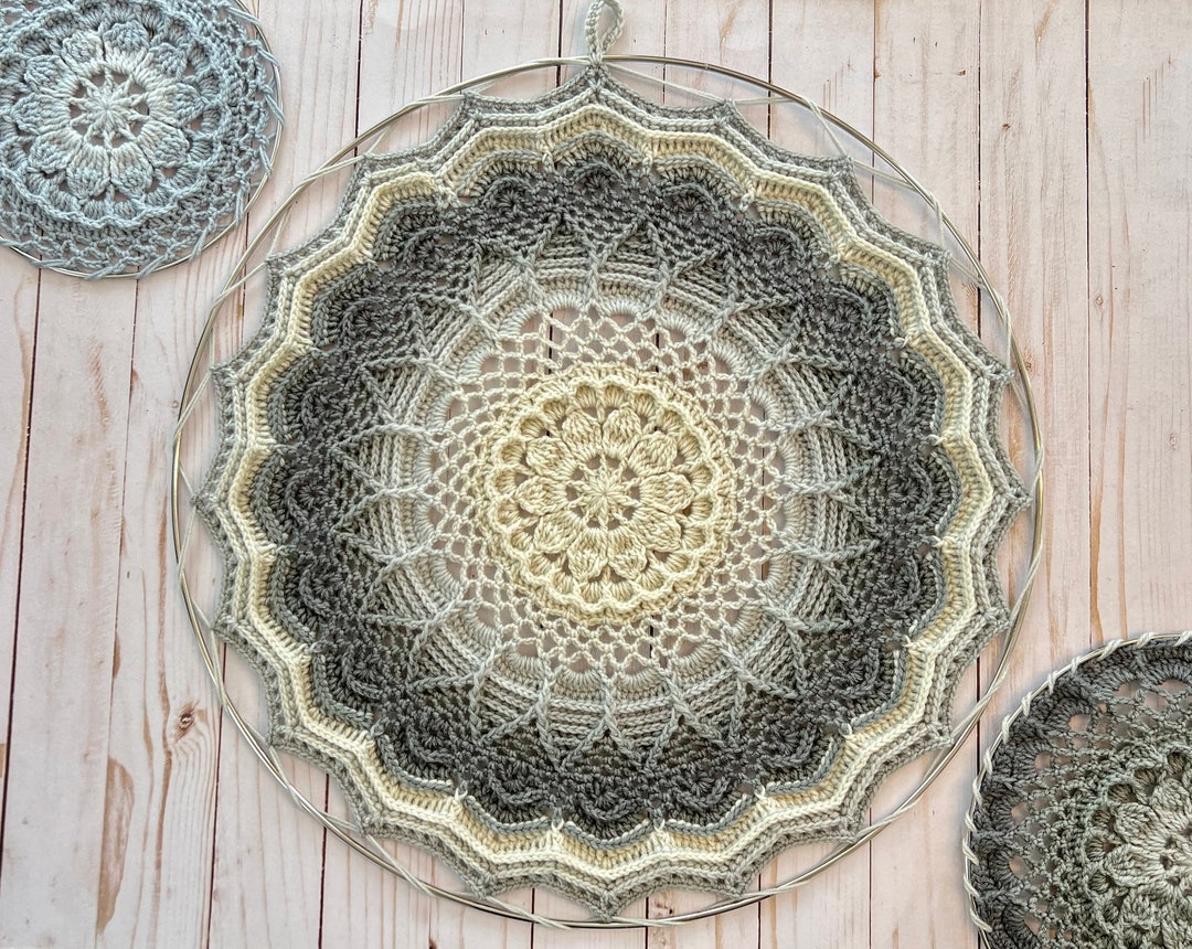 Mandala Gray and Cream Wall Art, Mandala Wall Hanging, Mandala Wall Art ...