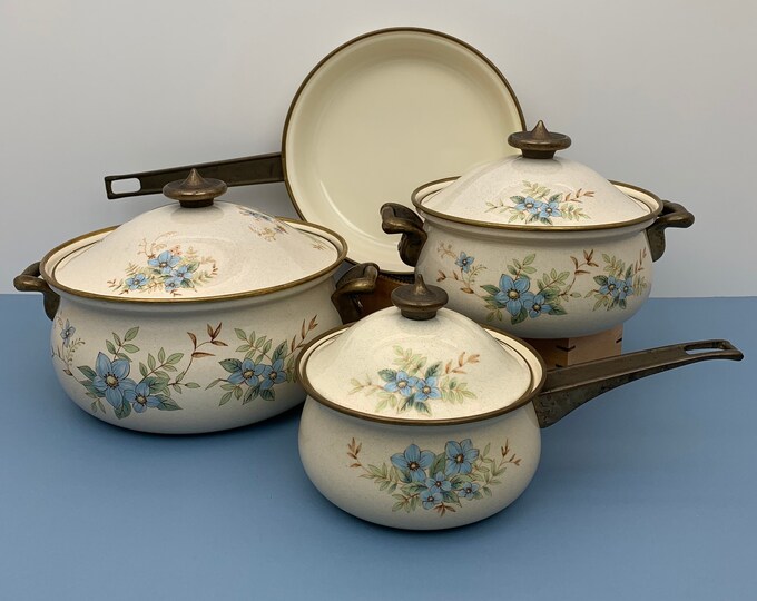 Vintage Mikasa Grande Chef "day Dreams" 7 Piece Porcelain Enamel ...