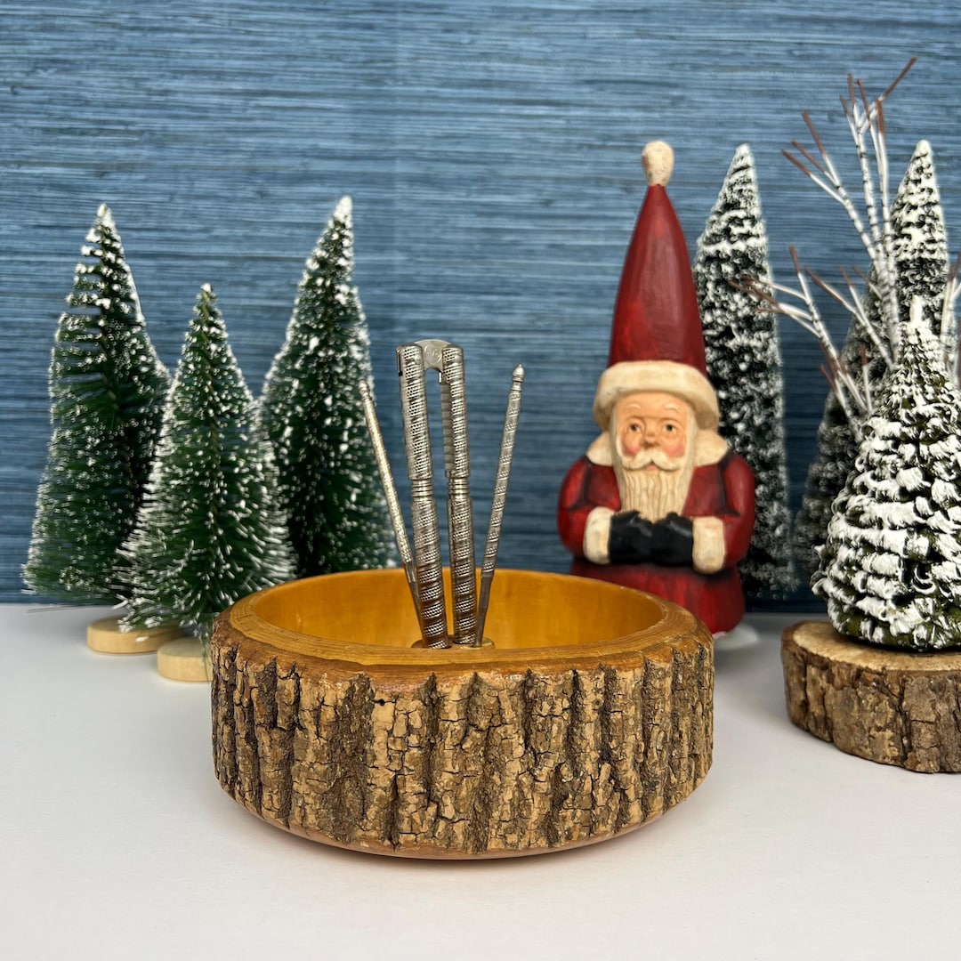 Vintage Rustic Ware Wood Nut Bowl With Nutcracker and Picks - Etsy