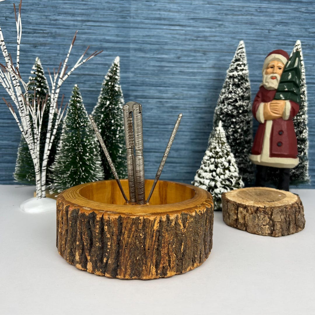 Vintage Rustic Ware Wood Nut Bowl With Nutcracker and Picks - Etsy