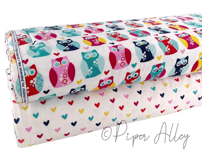 Multi Heart Flannel Fabric | Owls or Hearts | Quilting Cotton Flannel ...