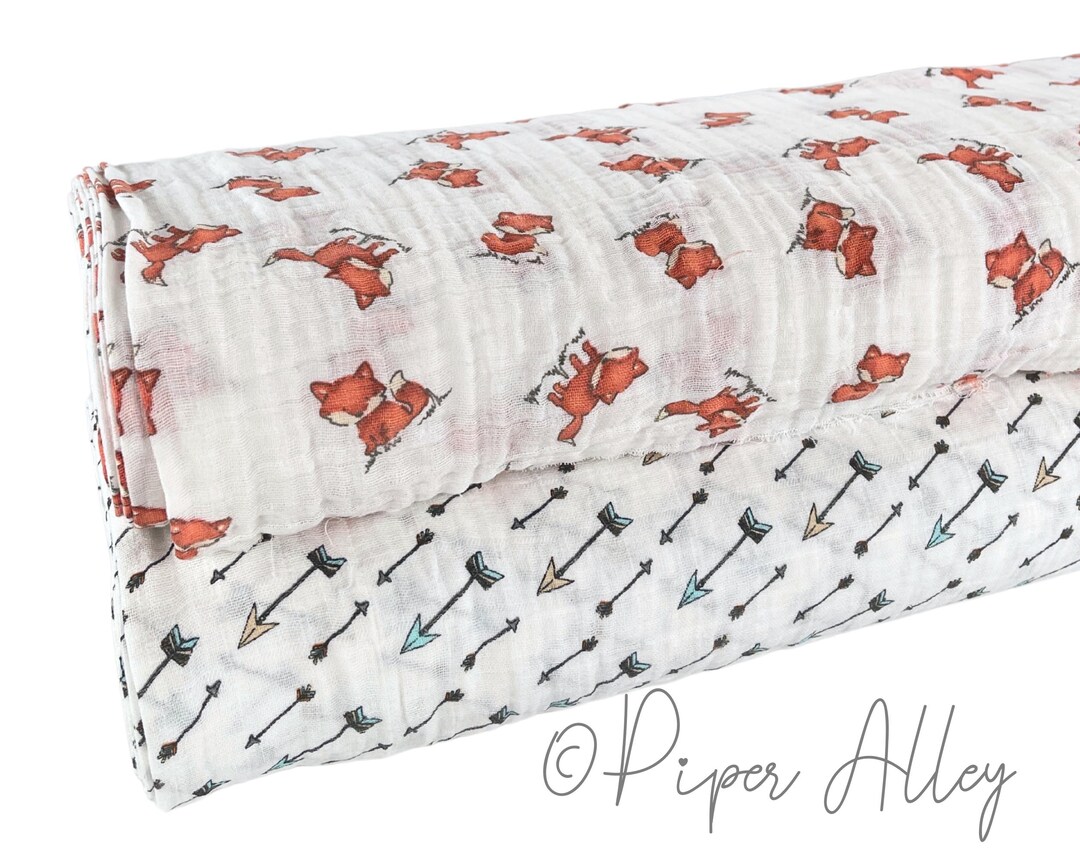 100% Cotton Double Gauze Fabric by the Yard | Fox Arrow Print | Shannon ...
