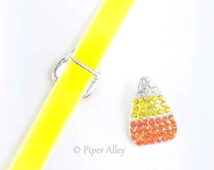 Rhinestone Candy Corn, Set of 2, Rhinestone Bow Sliders, Orange Yellow ...