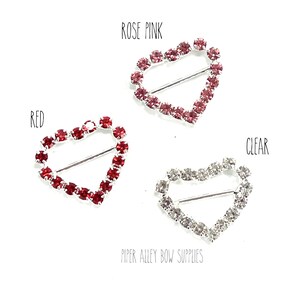 Heart Rhinestone Slider, Red, Pink, or Clear Crystal Rhinestones, Bow ...