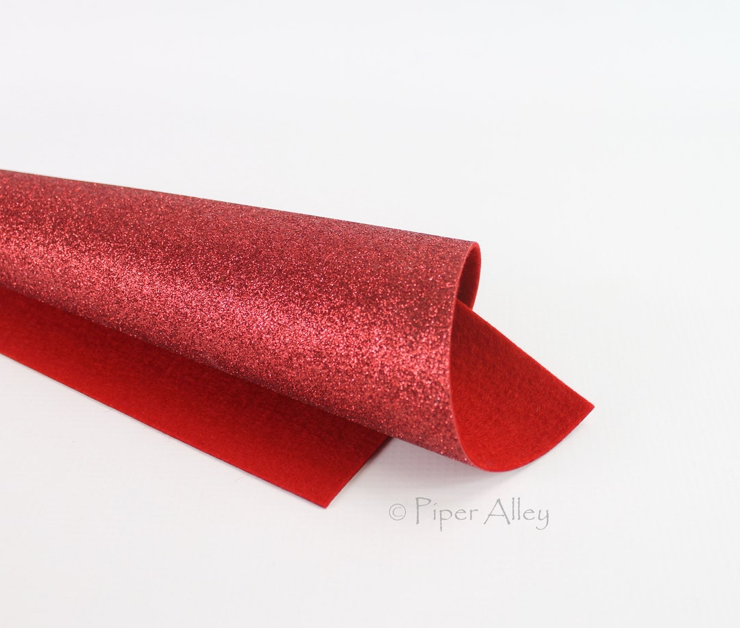 RED Glitter Felt Sheet, Fine Glitter Fabric, 12 X 9.5 Inches, Matching ...