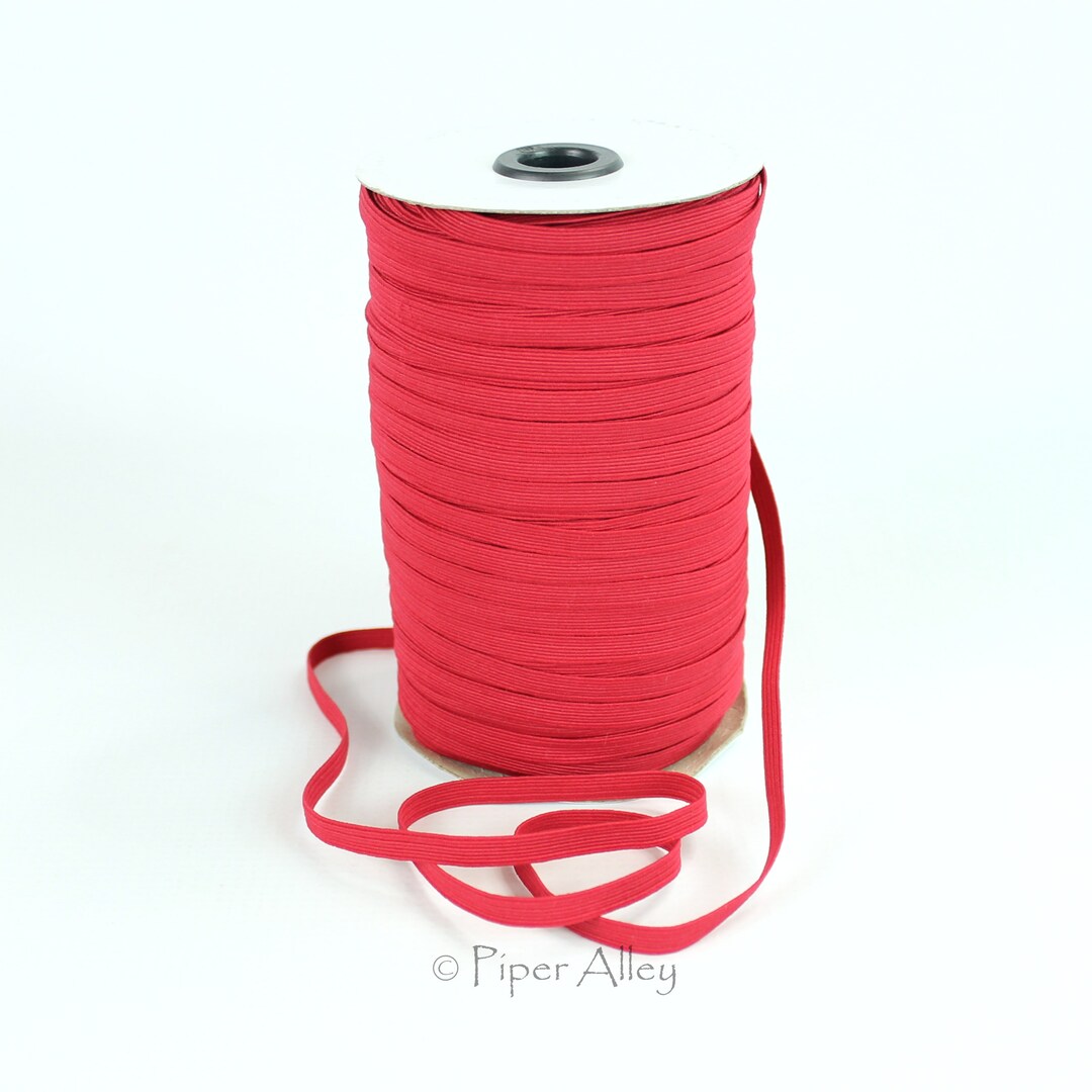 RUBY RED, 1/4" Skinny Elastic, 6mm Thin Elastic, DIY Narrow Elastic - 2 ...