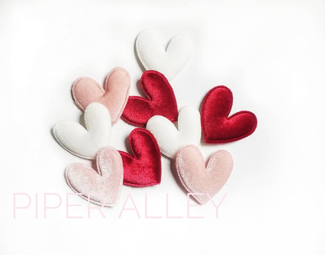 Velvet Heart, Padded Applique, Red Pink or White, 1.75 Inches ...