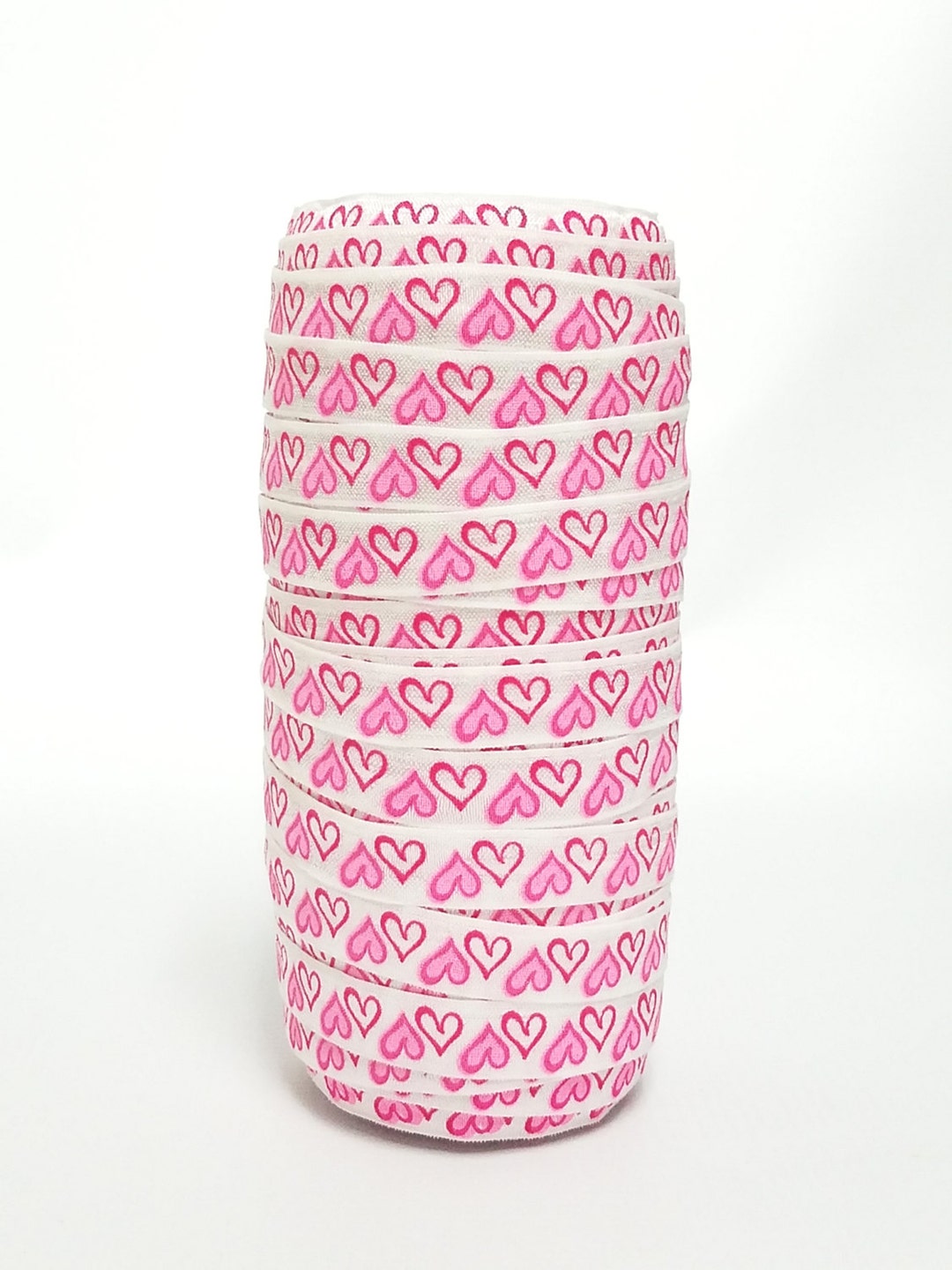 Pink Doodle Heart Elastic, Heart Printed FOE, Valentines Fold Over ...