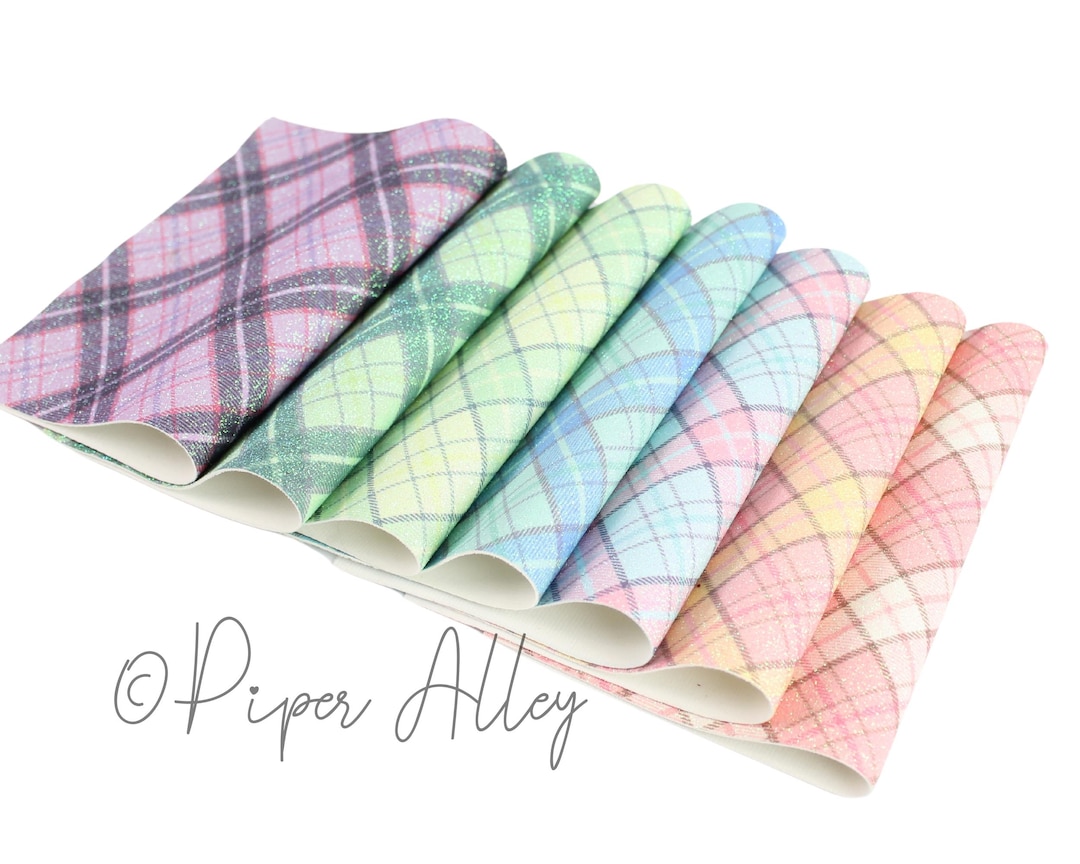 Spring Tartan Plaid Fine Glitter Fabric Sheet | 8x11 Inch White Knit ...