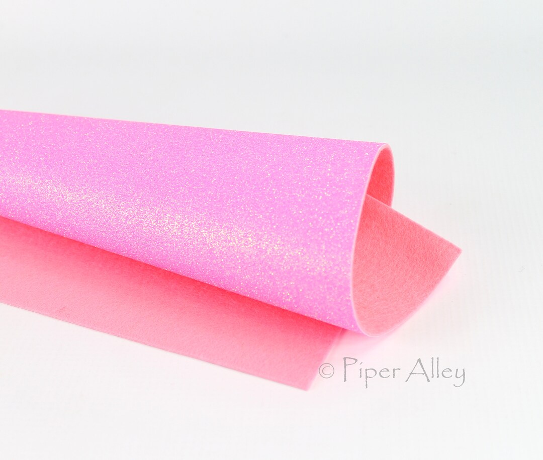 NEON PINK Glitter Felt Sheet, Fine Iridescent Glitter Fabric, 12 X 9.5 ...