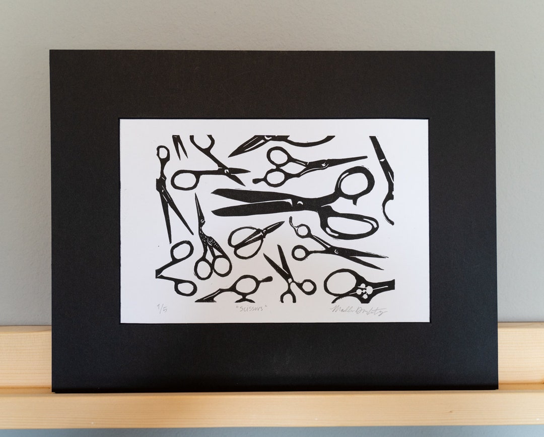 Scissors (original Linocut Print) - Etsy