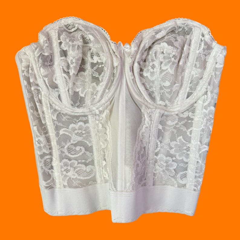 90's Vintage White Floral Lace Bustier Corset Bridal Wedding Coquette ...