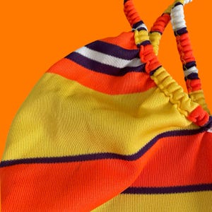 70's Vintage Candy Corn Striped Criss Cross Open Back One Piece Bathing ...