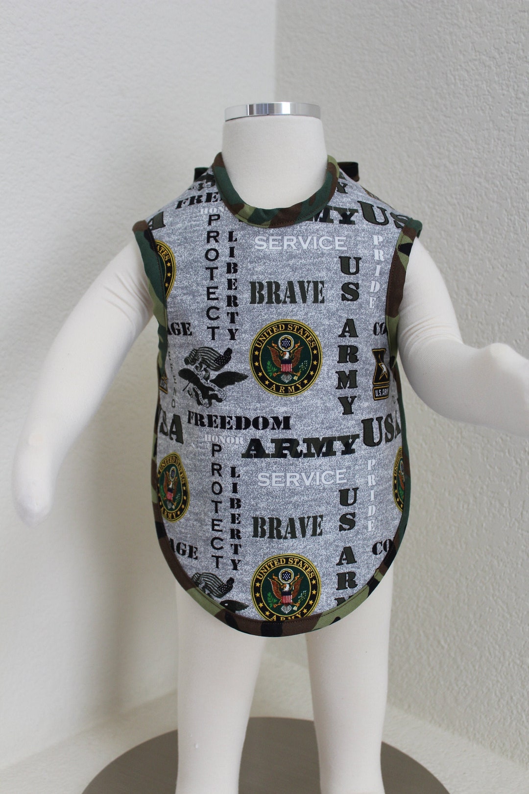 US Army Baby Bib/bapron/terry Cloth Backing/camo Trim/reversible ...