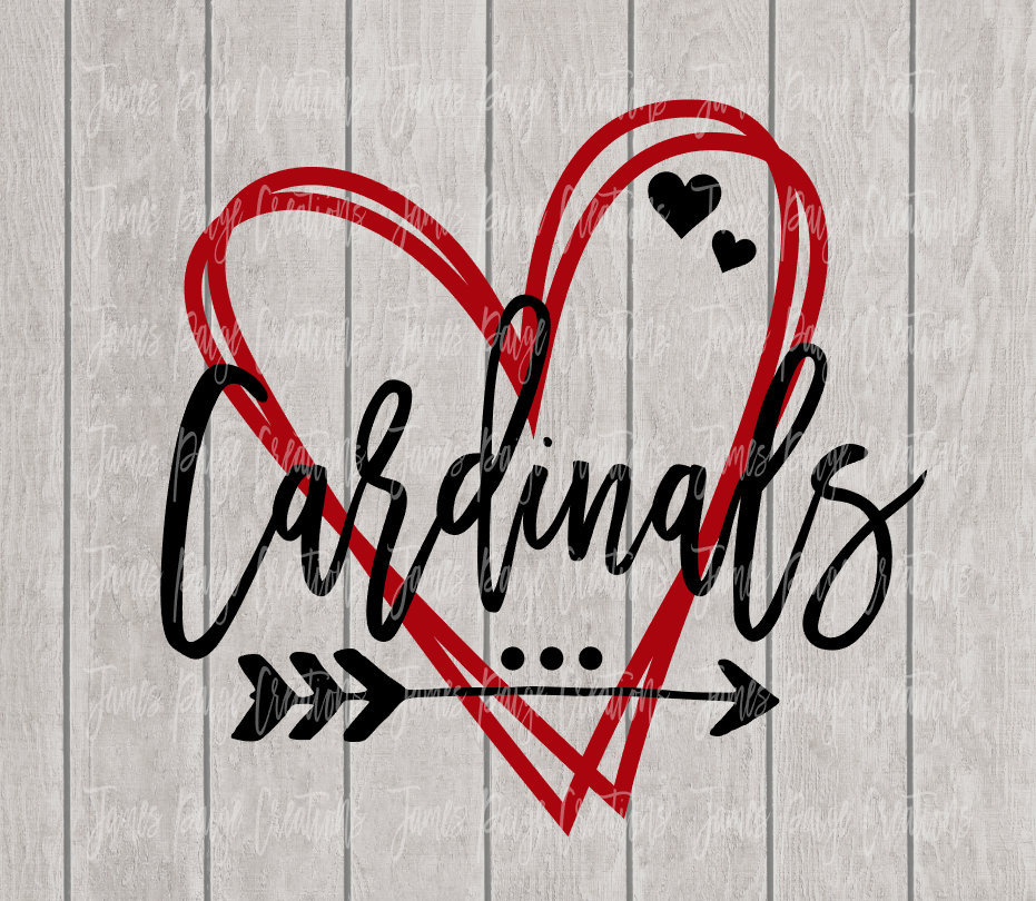 Cardinals With Open Heart SVG File | Mascot SVG | School Spirit Cheer ...