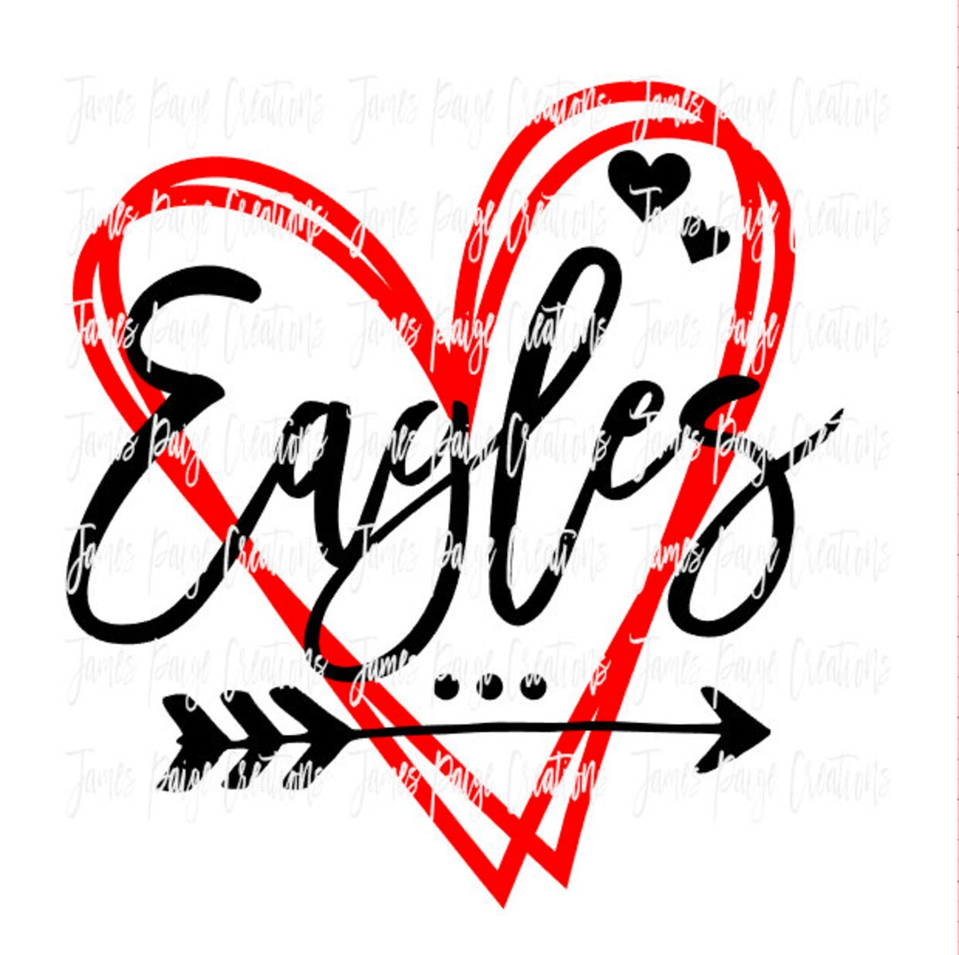 EAGLES With Open Heart SVG File | School Mascot | Eagles Mascot ...